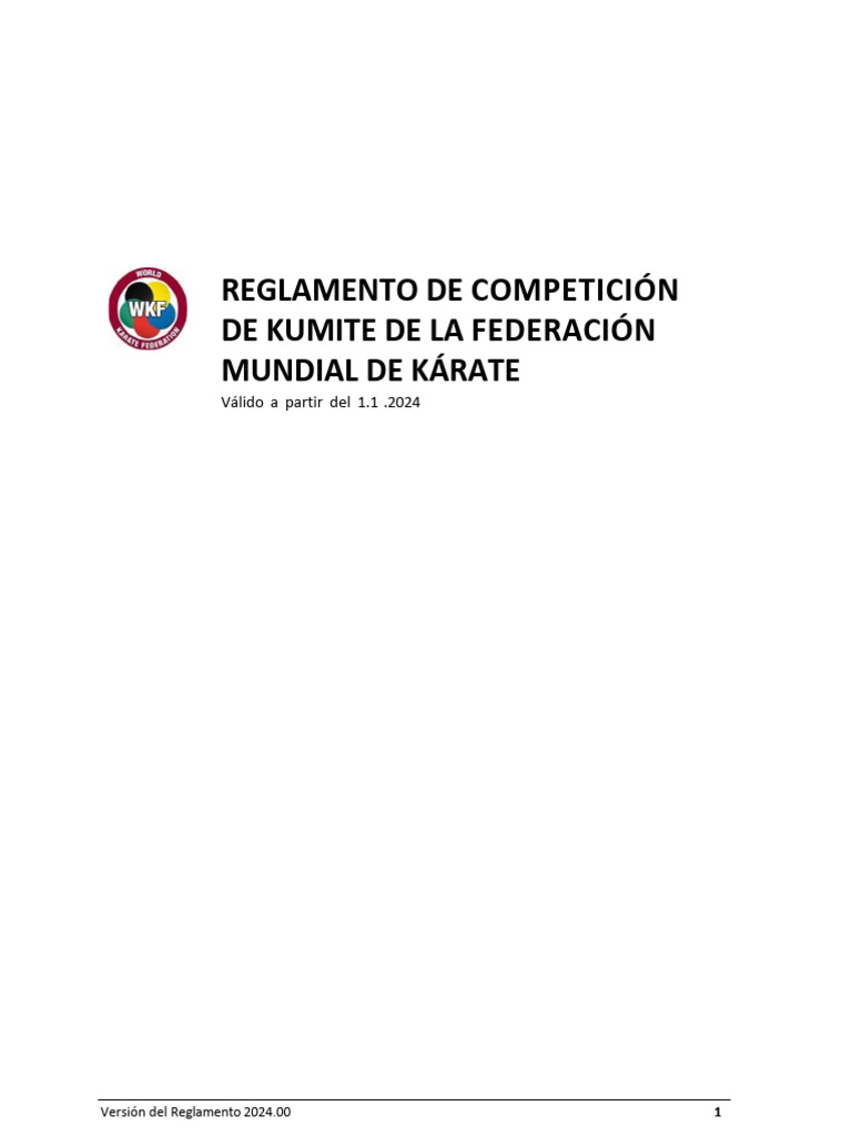 WKF - Kumite - Competition - Rules - 2024 Es | PDF | Competencia | Árbitro