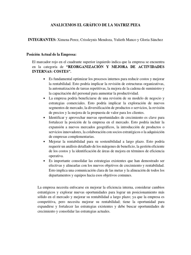 Analisis El Gráfico de La Matriz Peea | PDF | Business | Mercado (economía)