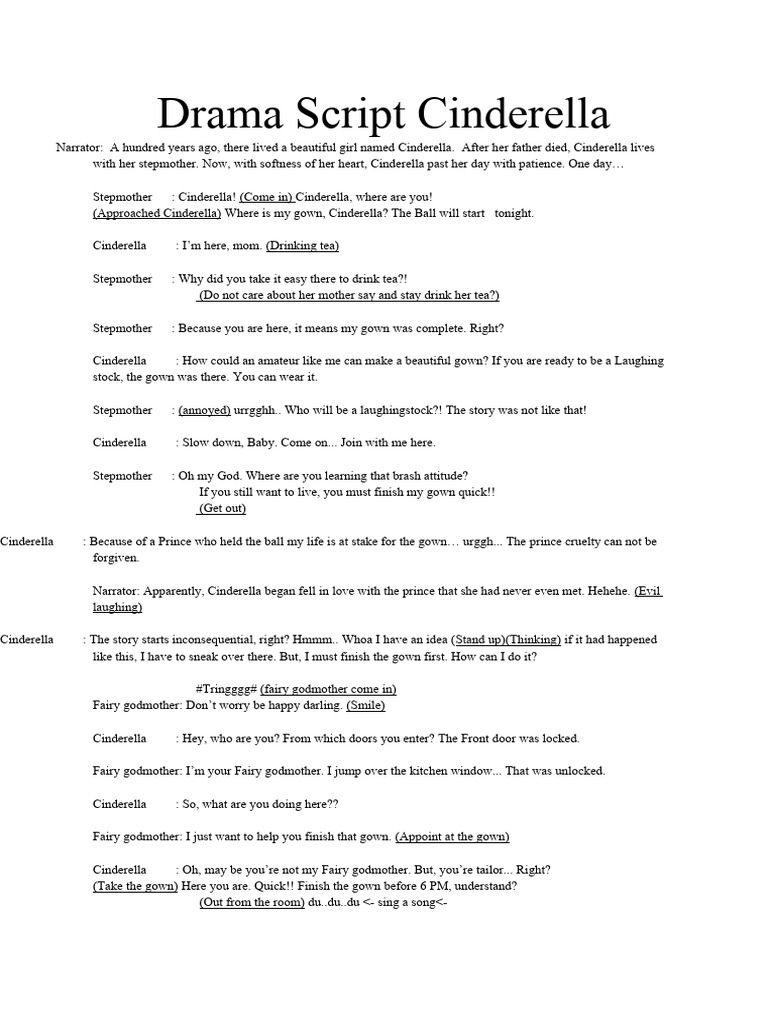Drama Script Cinderella | Download Free PDF | Cinderella | Fairy Tales