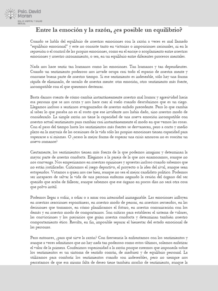 Razon_Emoción | PDF | Las emociones | Mente