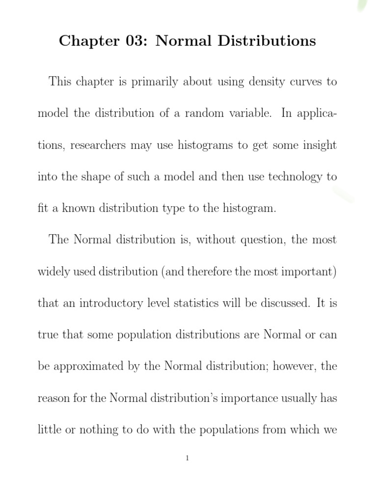 Chapter_03-Normal_Distributions | PDF | Normal Distribution | Probability Distribution