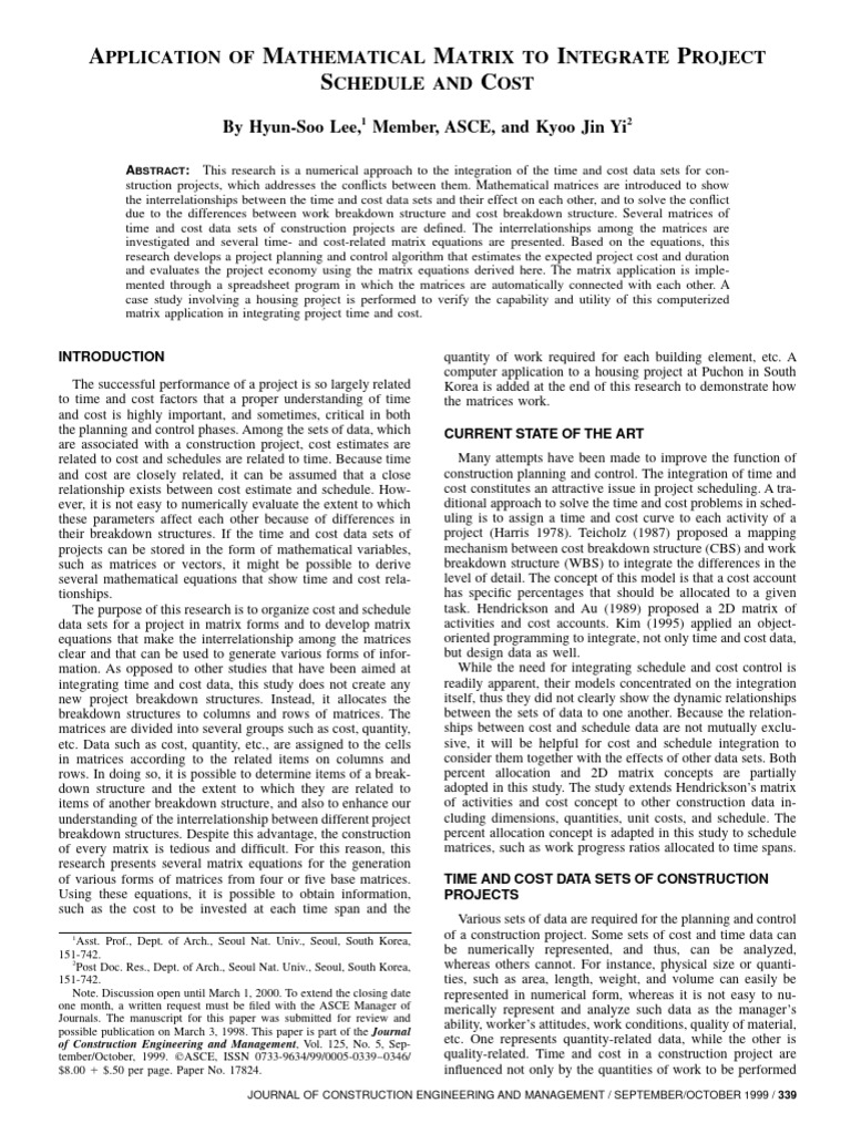 Matrix To Integrate Proj Cost and Schedule | PDF | Matrix (Mathematics) | Euclidean Vector