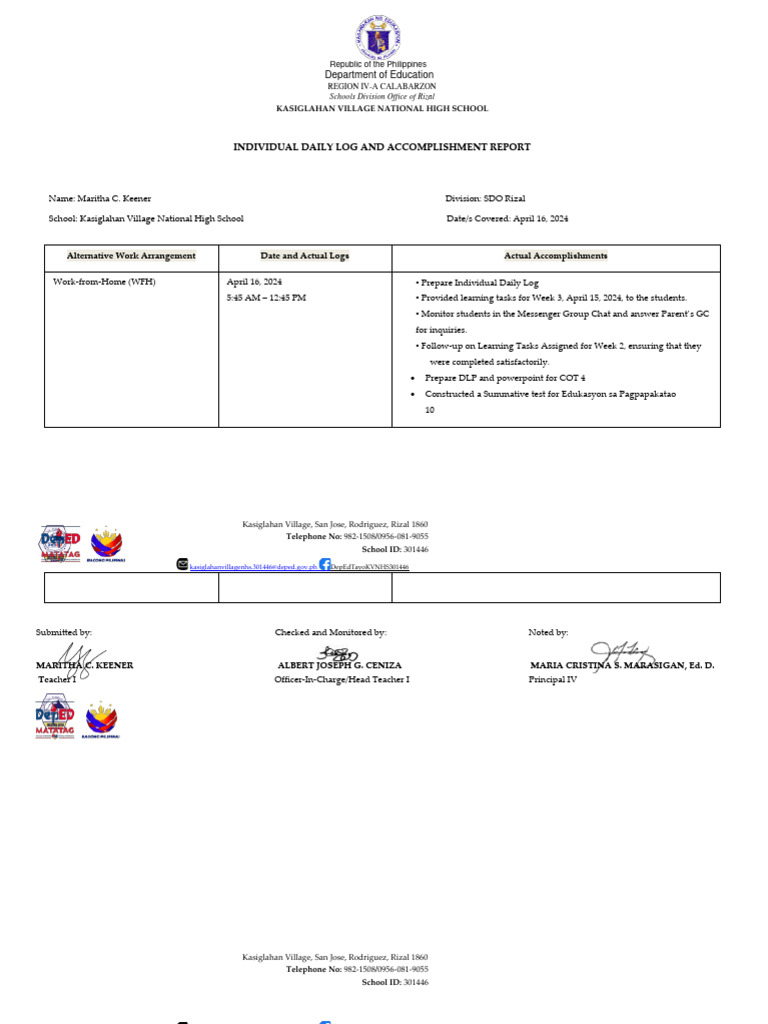 Idlar Maritha Keener April 16 Kvnhs | PDF