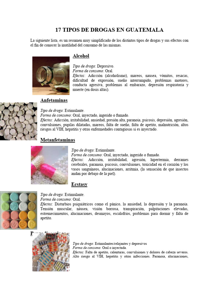 Tipos de Drogas y Efectos en Guatemala | PDF | Drogas | Depresión ...