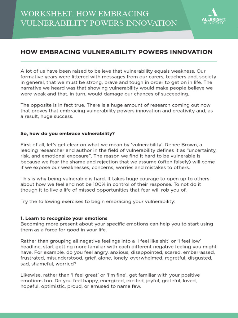 Embracing Vulnerability for Innovation | PDF | Vulnerability | Feeling