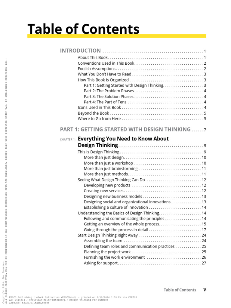 ChristianMuller_2020_TableOfContents_DesignThinkingForDumm | PDF | Cognition | Cognitive Science