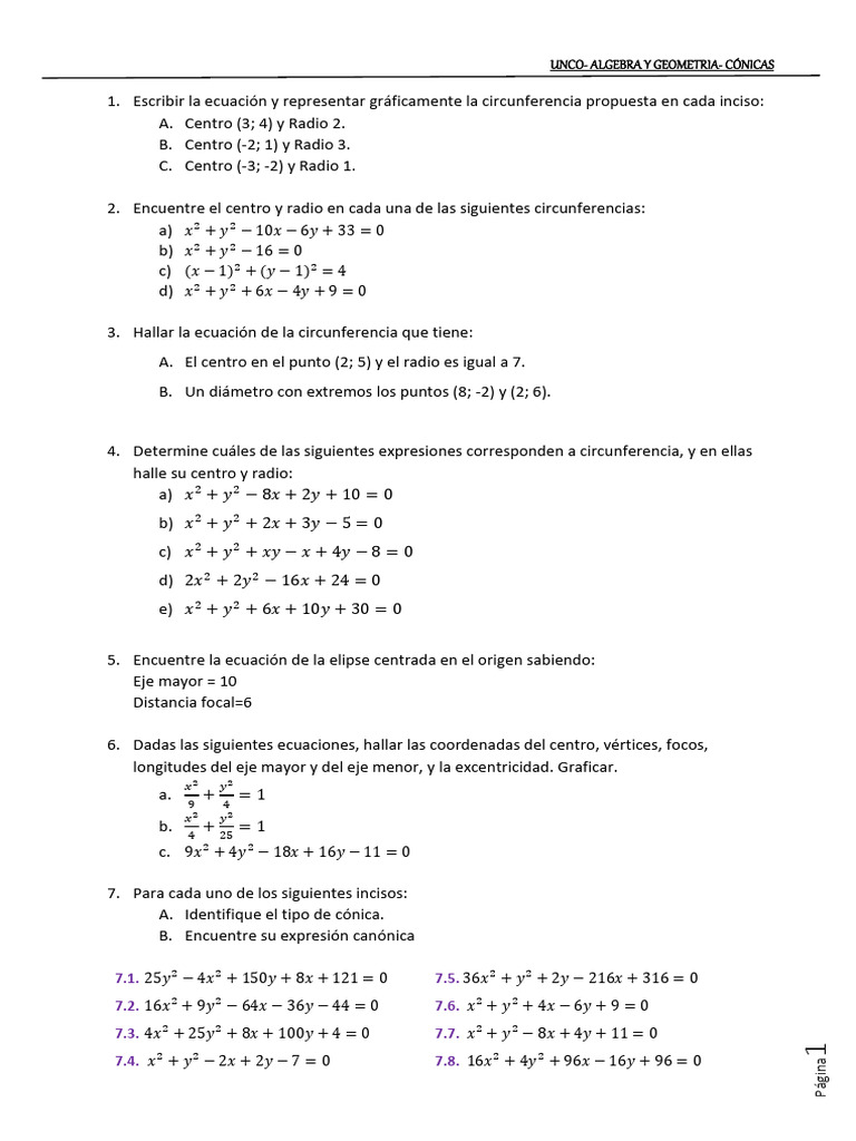 TP Conicas | PDF | Elipse | Geometría del plano euclidiano