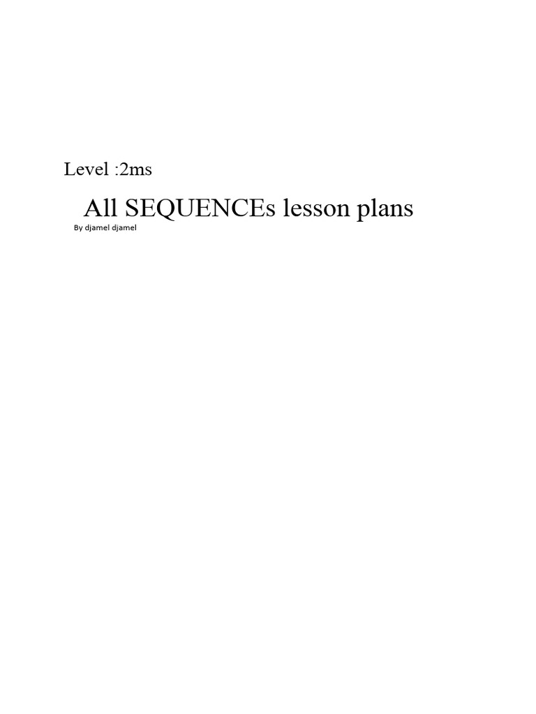 2ms All Sequences Lesson Plans | PDF | Learning | Nonverbal Communication