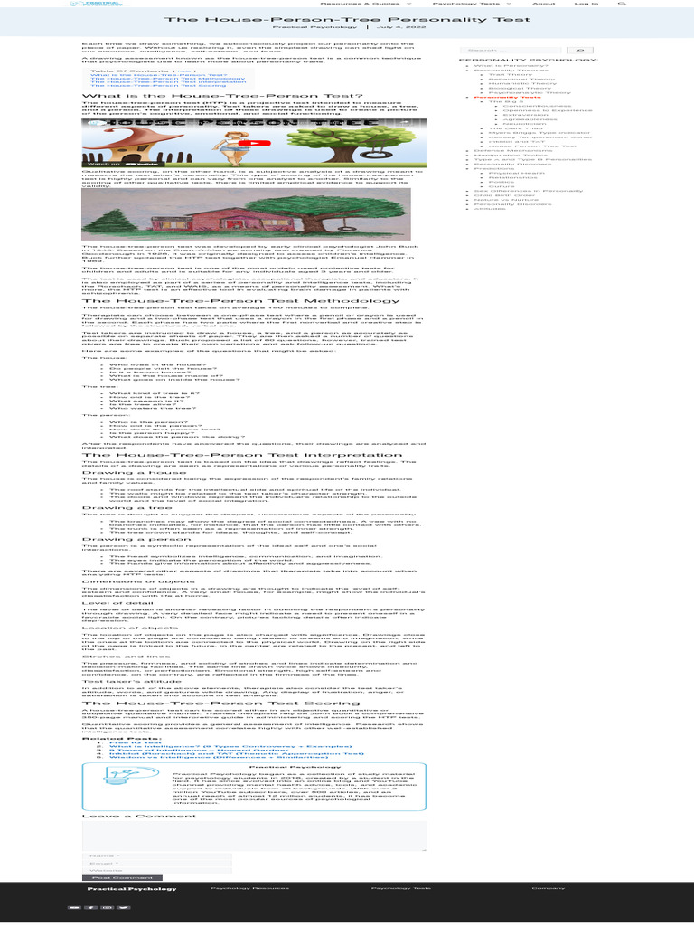 The House-Person-Tree Personality Test - Practical Psychology | PDF ...