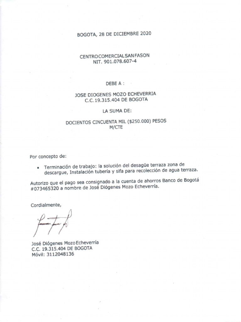 Terminacion Obra Señor Diogenes Mozo 0051 | PDF