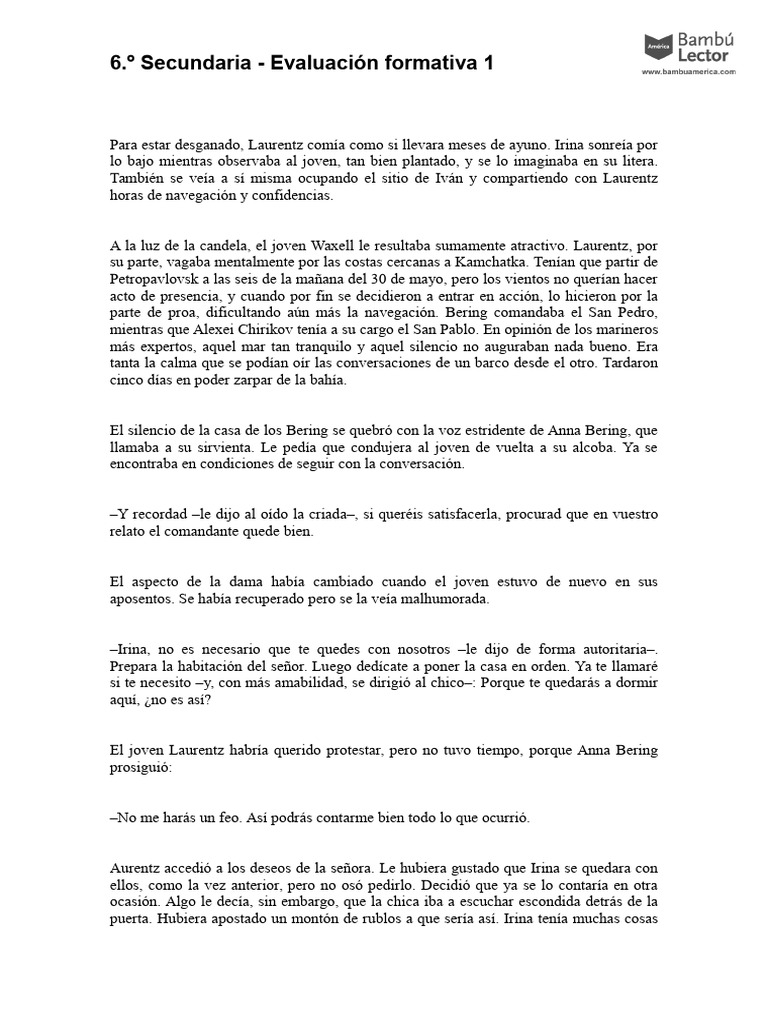 6 Secundaria Evaluacion Formativa 1 | PDF | Narración | Novelas
