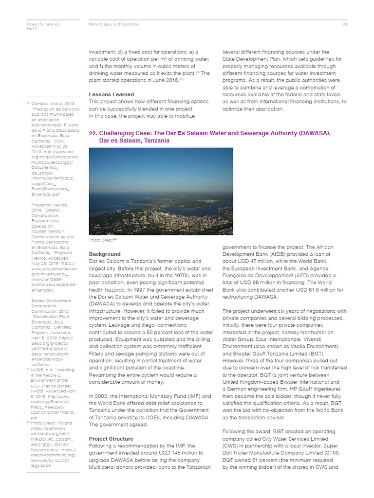 DAWASA Water Management in Dar es Salaam | PDF | Public–Private ...