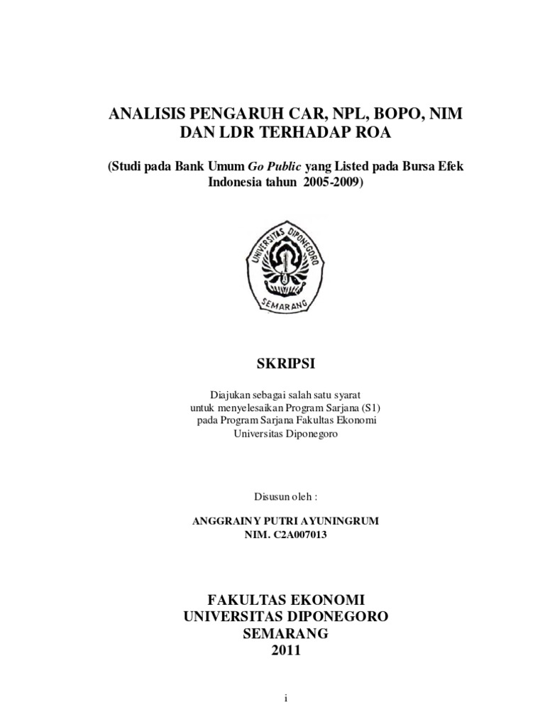 Analisis Pengaruh Car, NPL, Bopo, Nim Dan LDR Terhadap Roa Bej | PDF