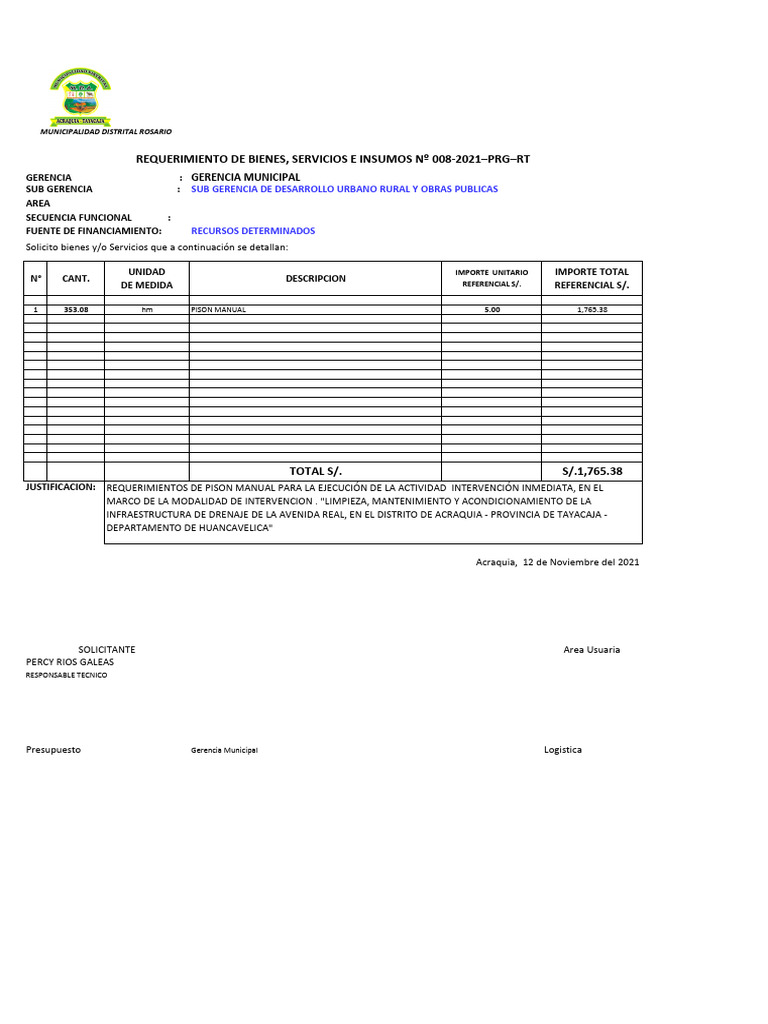 Requer. N°008 Pison Manual | PDF