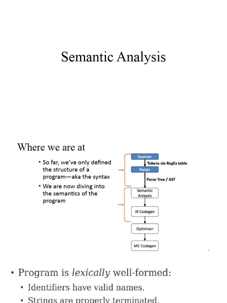 Semantic Analysis, Scope | PDF | Parsing | Scope (Computer Science)