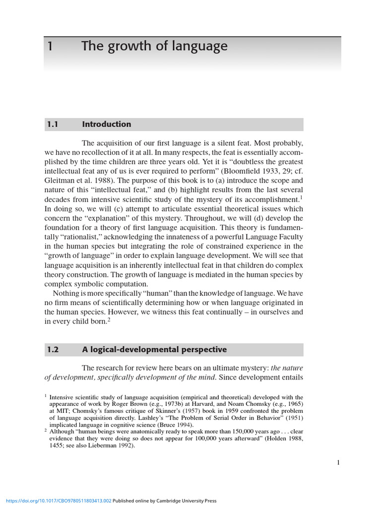 The Growth of Language | PDF | Language Acquisition | Cognitive Science