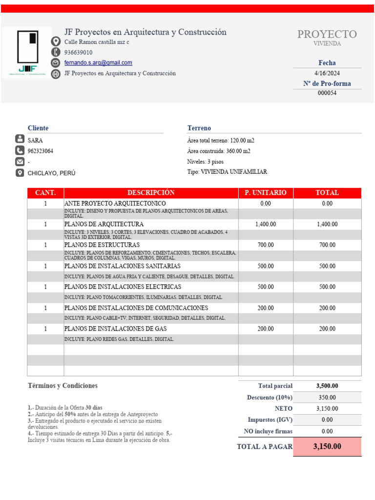 COTIZACIÓN - construcción de obra | PDF