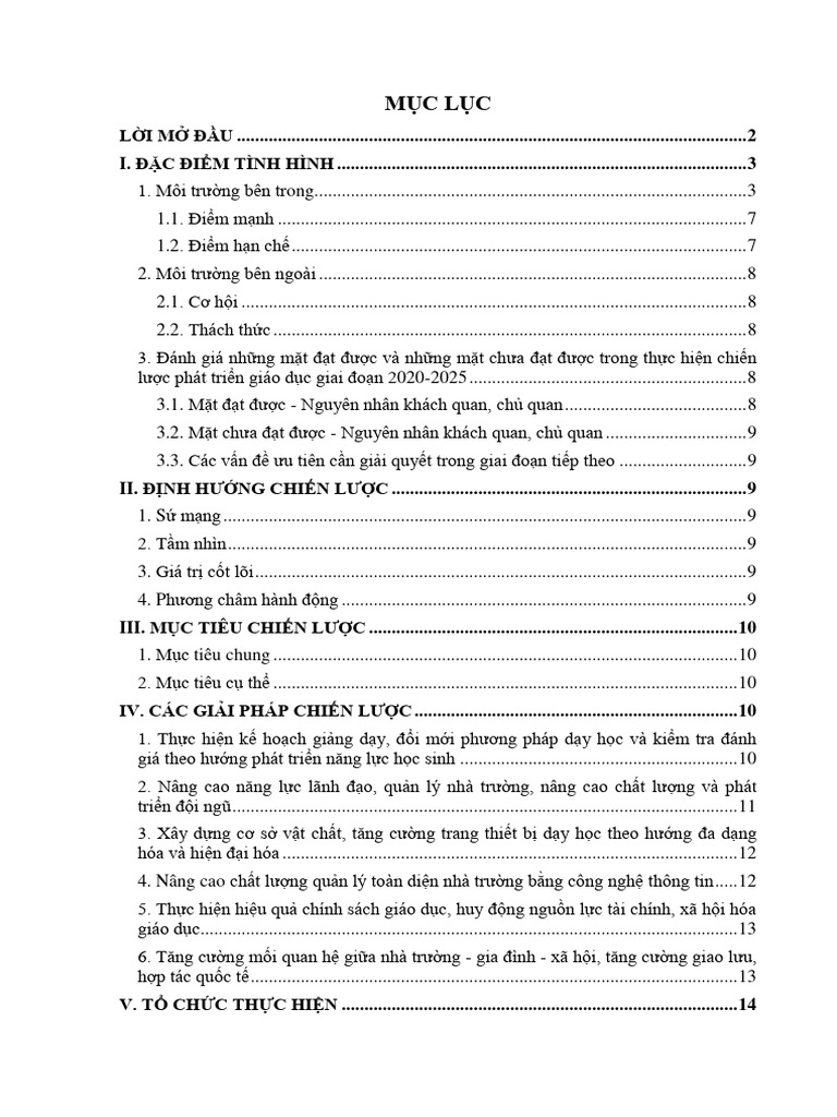 Ke Hoach Chien Luoc Phat Trien Nha Truong Giai Doan 2020 - 202501092020 ...