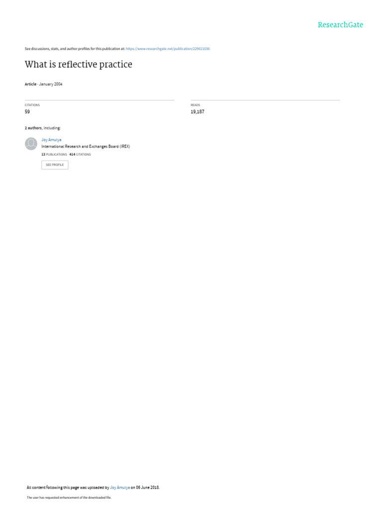 What Is Reflective Practice | PDF | Reflective Practice | Experience