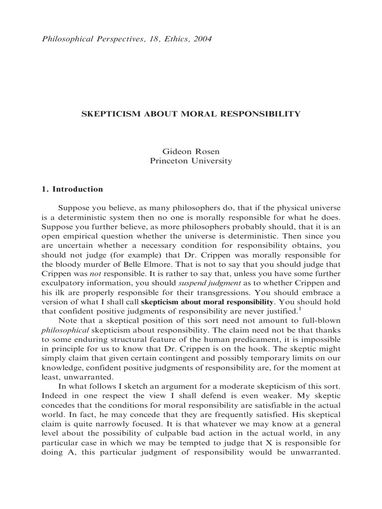 Skepticism on Moral Responsibility | PDF | Skepticism | Reason