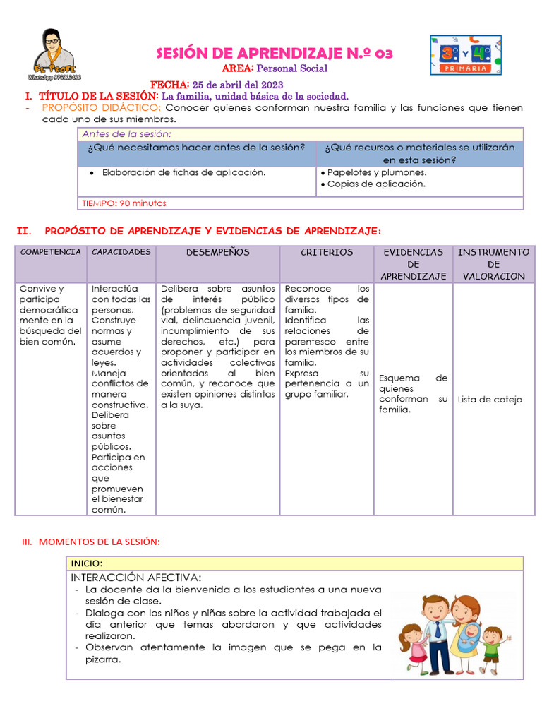 La Familia, Unidad Básica de La Sociedad. 3° 4° | PDF | Aprendizaje