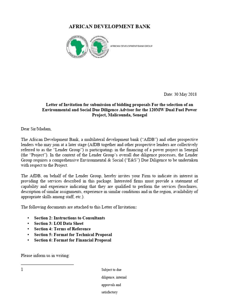 E&S Due Diligence Advisor RFP Senegal | PDF | Emergency Management ...