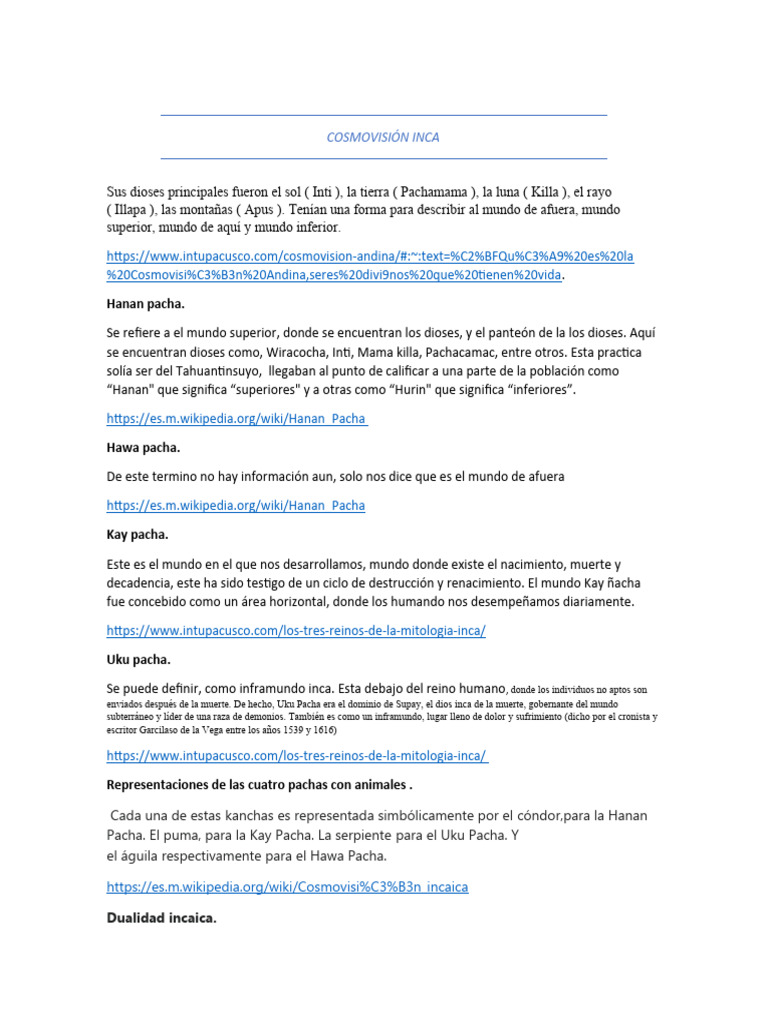 Cosmovisión Inca y sus Mundos | PDF | Imperio Inca