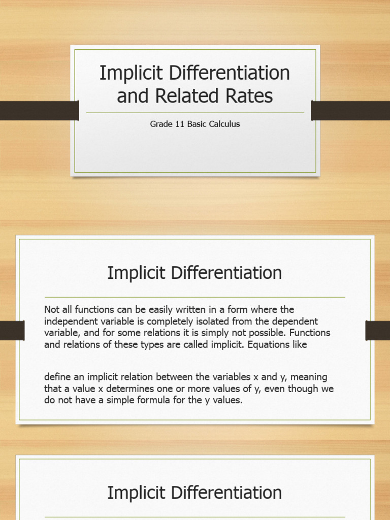 Implicit Differentiation and Related Rates | PDF | Derivative ...