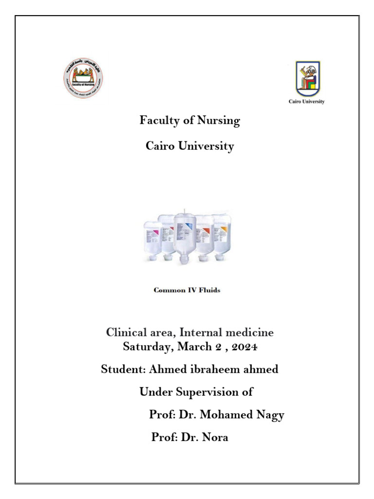 IV Fluids | PDF | Intravenous Therapy | Dehydration