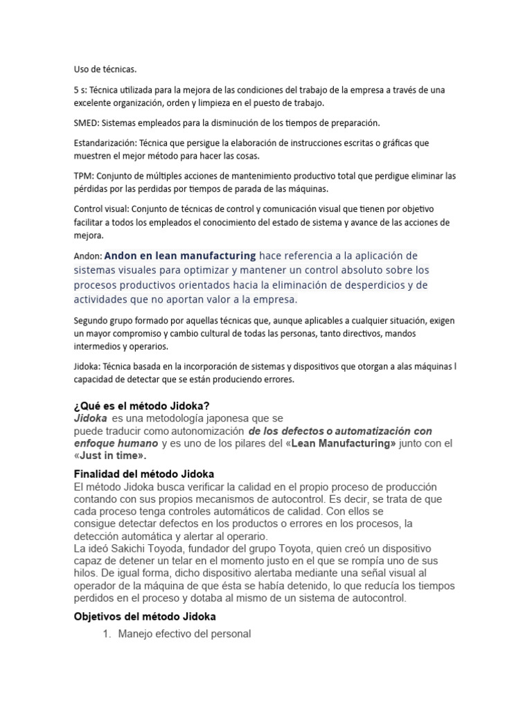 Técnicas Lean y KPI para Optimización | PDF | Indicador de rendimiento | Lean Manufacturing