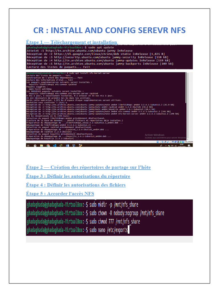 Installation et configuration NFS sur Ubuntu | PDF | Maison et jardin | Technologie et ingénierie