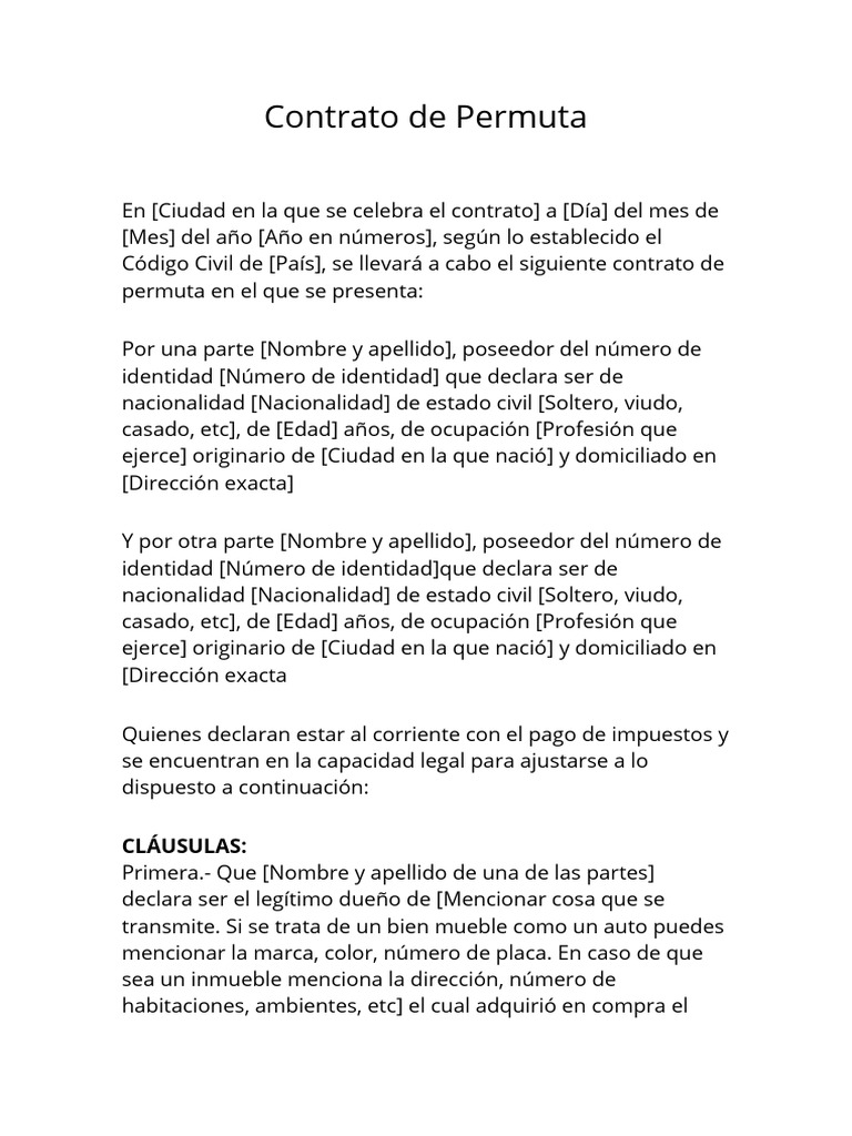 Contrato de Permuta: Guía Completa | PDF | Justicia | Crimen y violencia