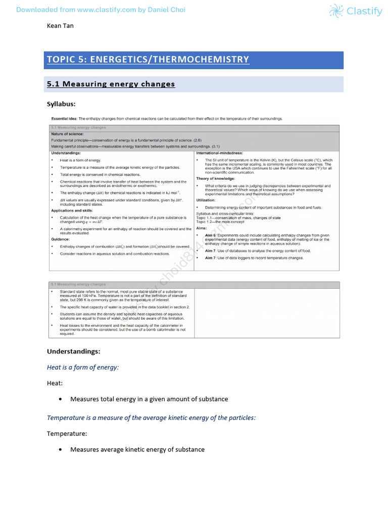 Topic 5 - Energetics & Thermochemistry | PDF | Heat | Chemical Reactions
