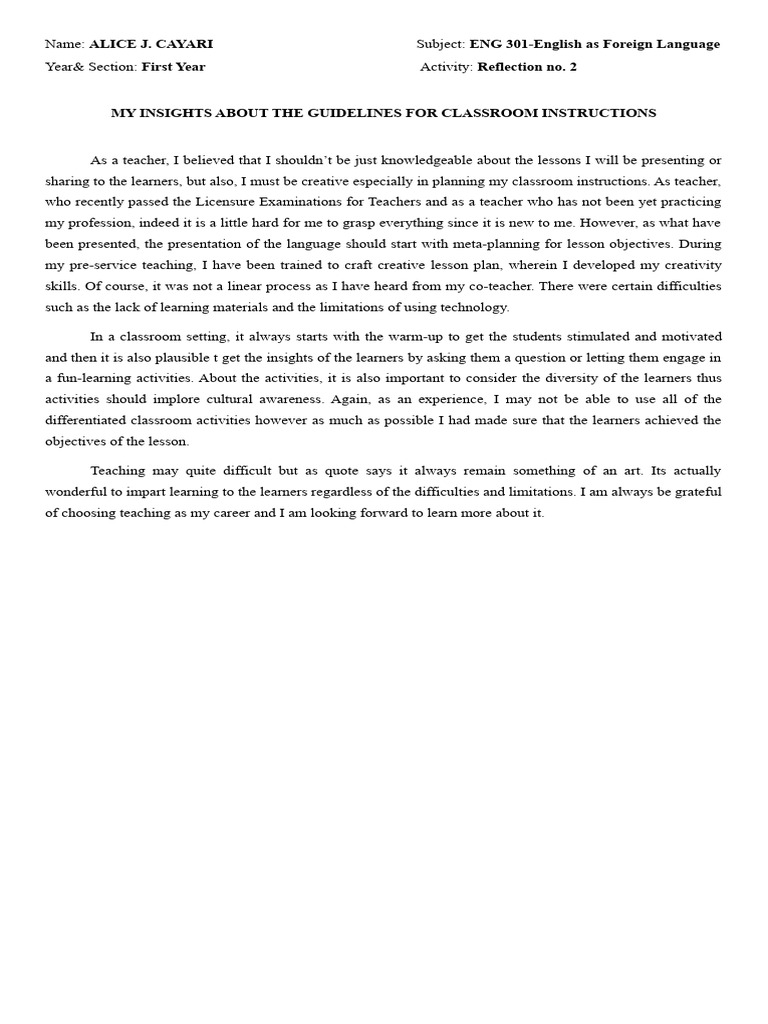 Reflection No.2 | PDF