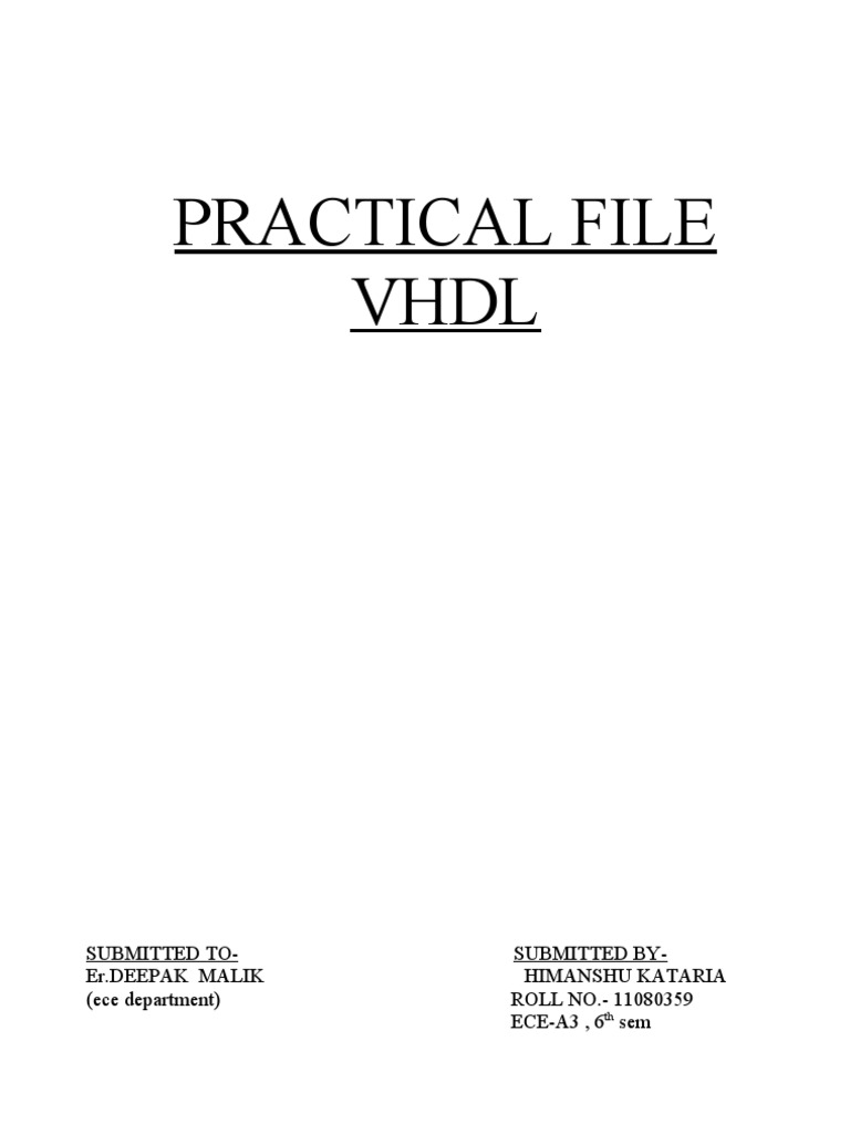Vhdl Lab Pdf Vhdl Electronics
