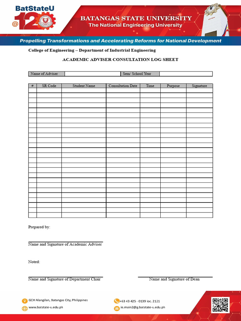 Engineering Advising Log Sheet | PDF