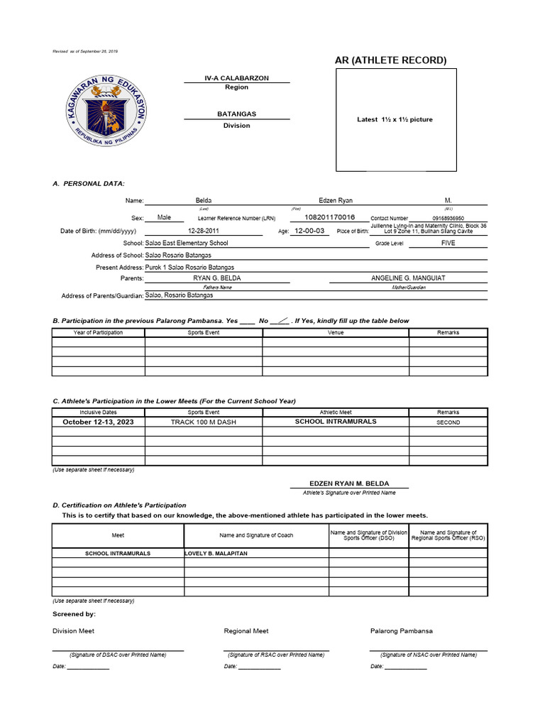 2020 Athlete-Record | PDF