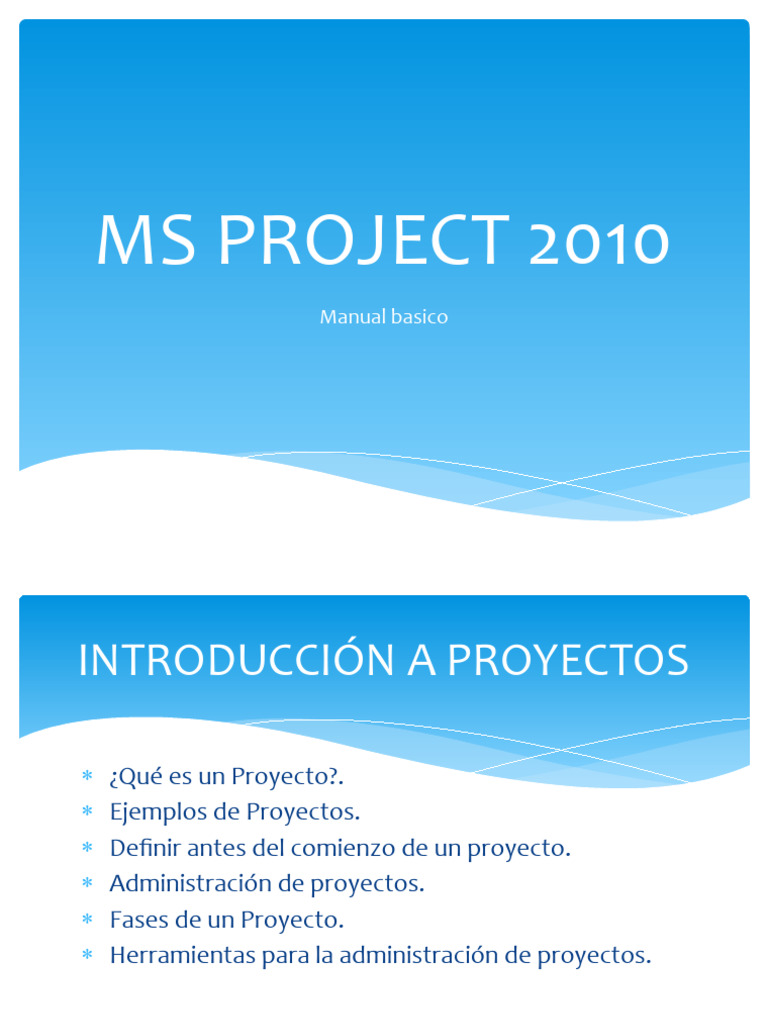Guía Básica de MS Project 2010 | PDF | Gestión de proyectos | Informática