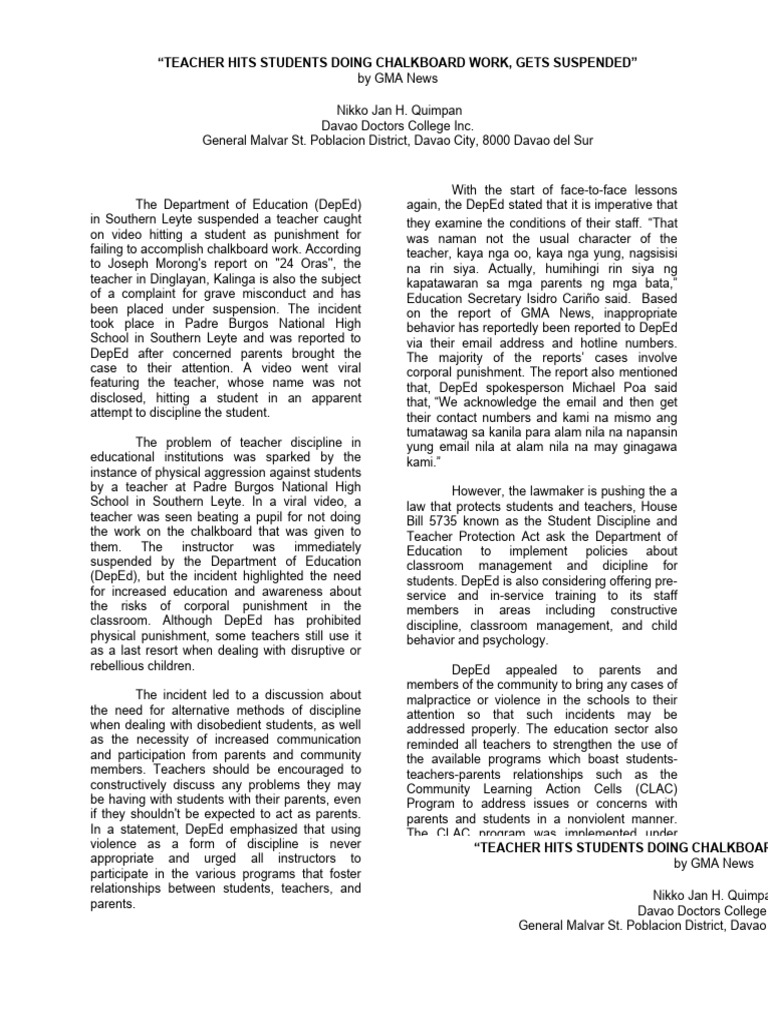 Quimpan News | PDF | Teachers | Disciplines