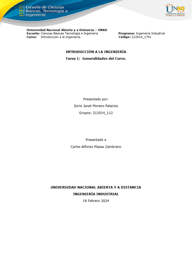Doris Moreno Tarea1 Grupo112 | PDF | Ingeniería | Diseño