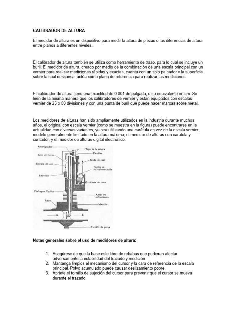 CALIBRADOR DE ALTURA Info | PDF | Medición