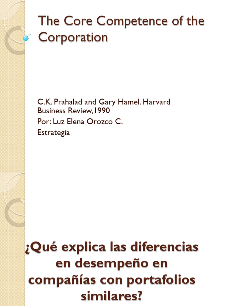 8.3 the Core Competence of the Corporation Prahalat and Hamel 1990 ...