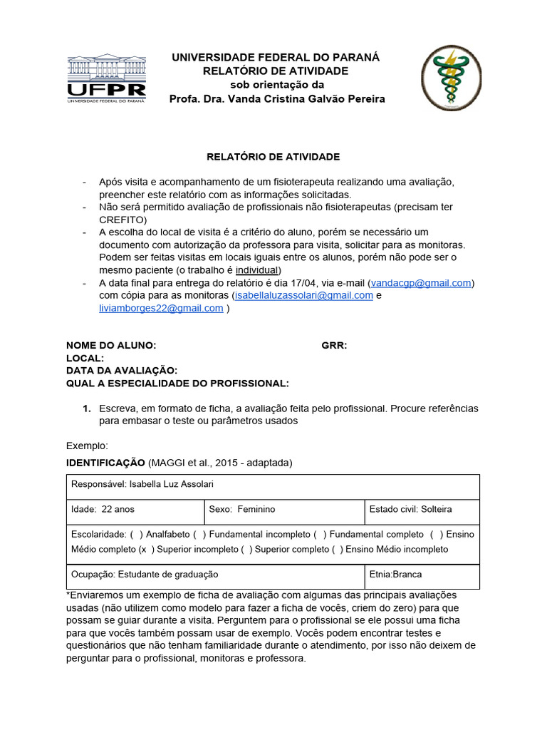 Modelo Relatório de Atividade | PDF | Ensino Superior
