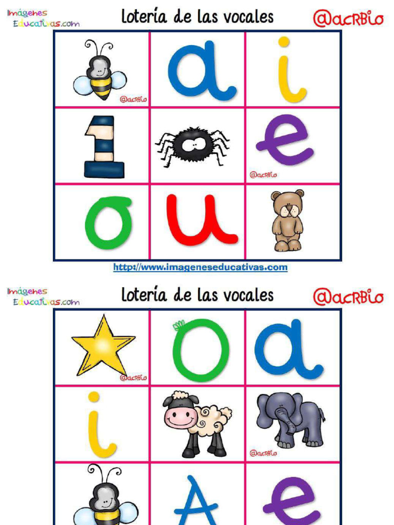 LOTERIA DE VOCALES | PDF