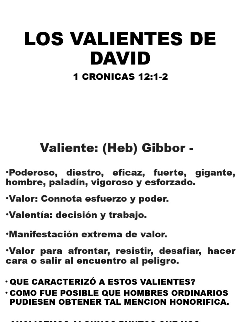 Características de los Valientes de David | PDF | David | Goliat