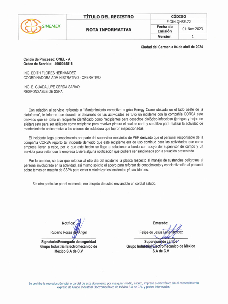 Nota Informativa Ruperto | PDF