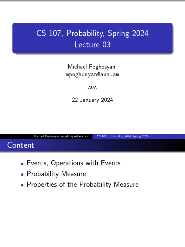 CS 107 Probability, AUA, Spring 2024, Lecture 03 | PDF | Probability ... CS 107 Probability, AUA, Spring 2024, Lecture 03 | PDF | Probability ...