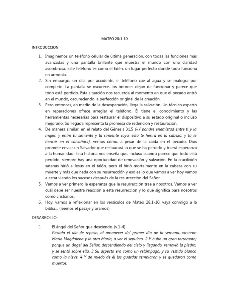 Mensaje Mateo 28 | PDF | La resurrección de Jesús | Jesús