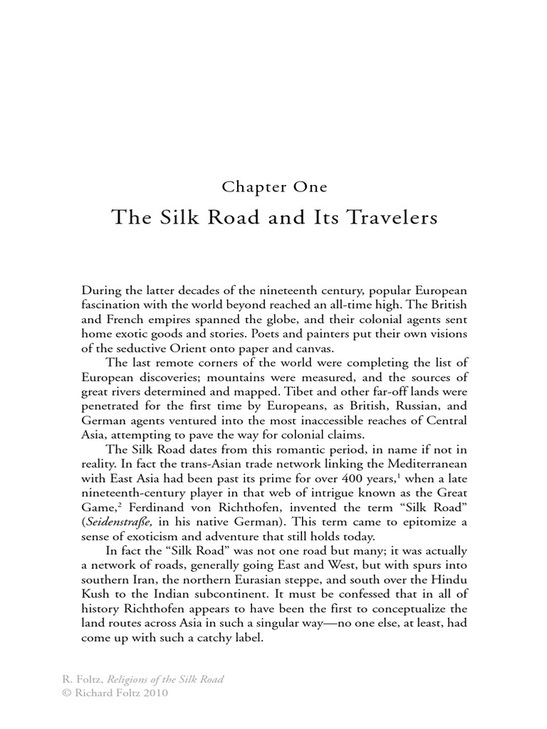 Foltz - The Silk Road and Its Travelers | PDF | Silk Road | Persian ...