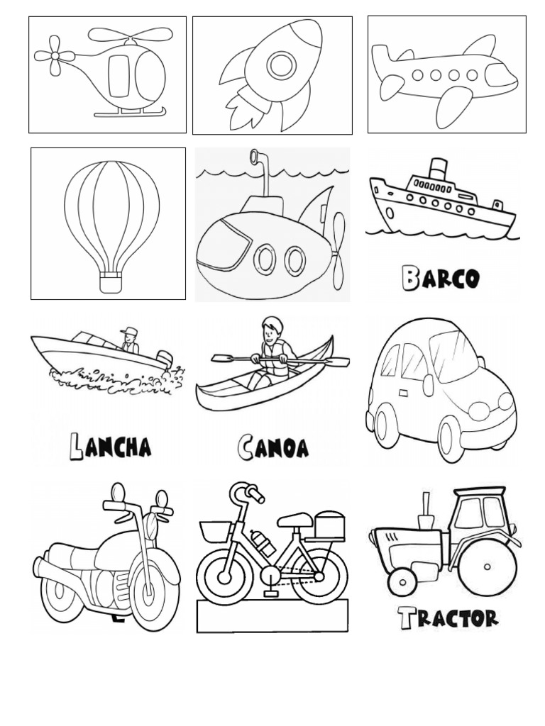 Medios de Transportes para Colorear | PDF